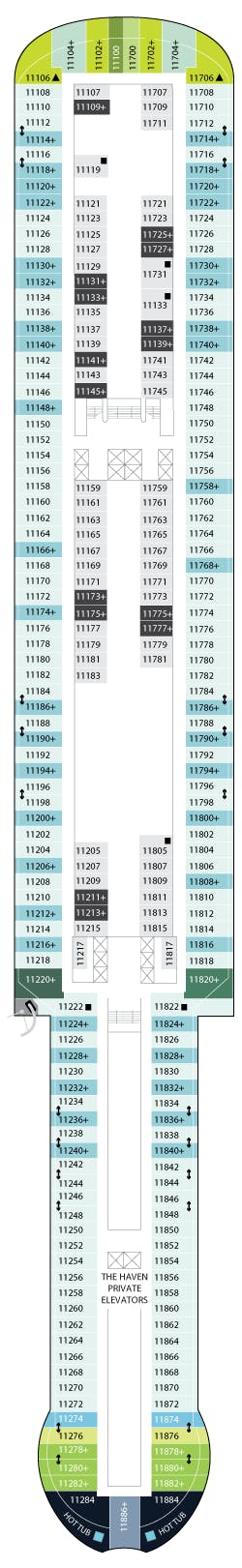 Balcony Cabin 11180 on Norwegian Aqua, category BS